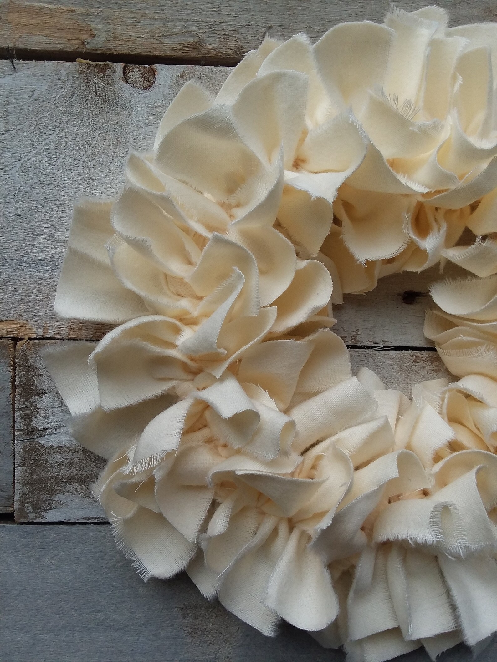 Cream Flannel Fabric Wreath 12", Neutral Wall Decor, Country Farmhouse ...