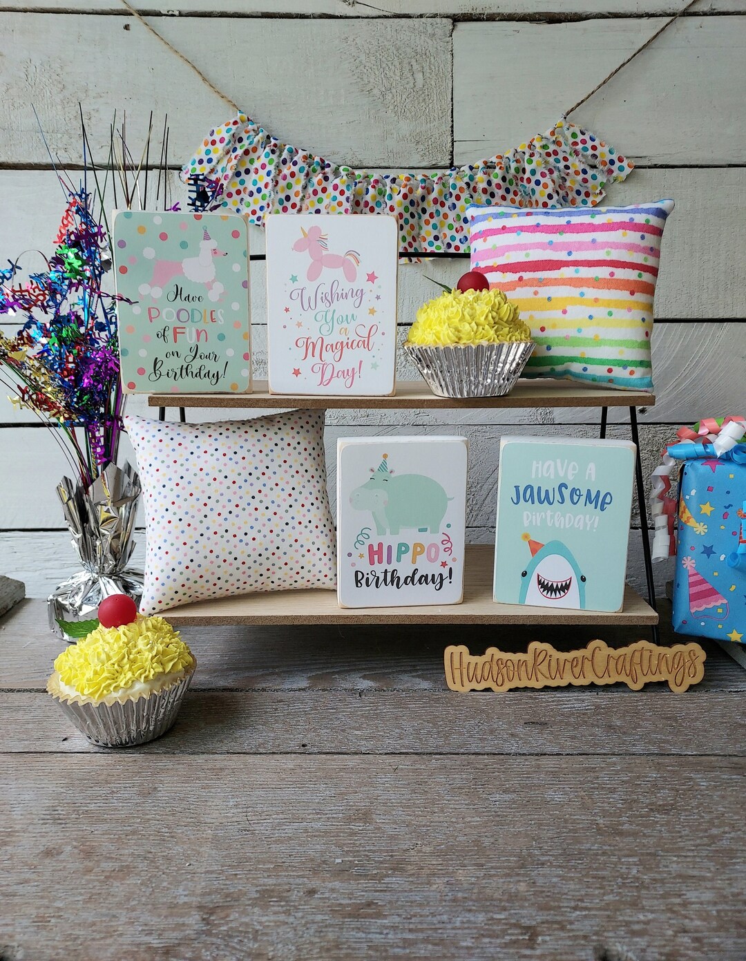 Birthday Mini Blocks, Birthday Mini Signs, Birthday Party Tiered Tray ...