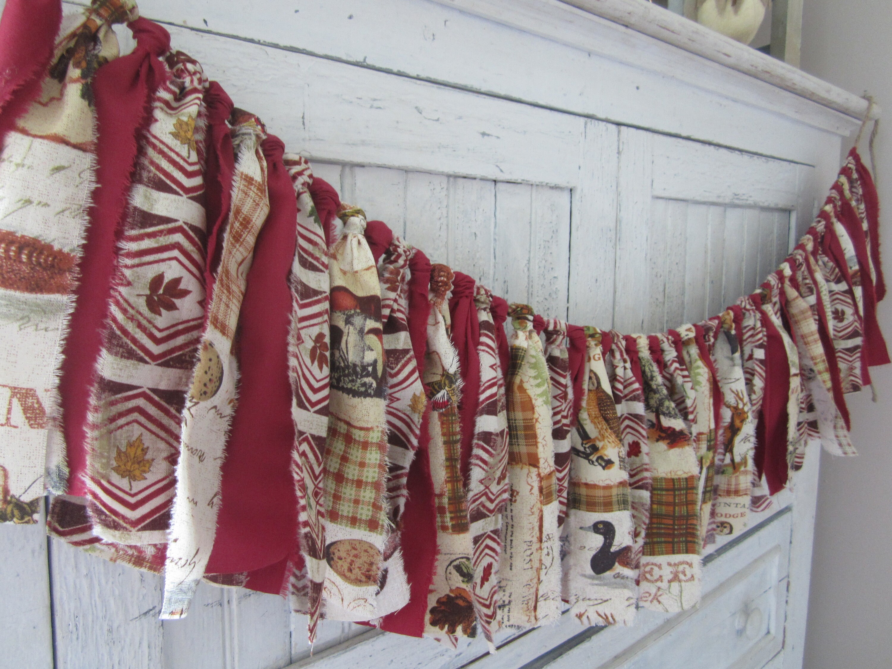 Rustic Fabric Garland Fall Garland Rag Tie Garland With - Etsy