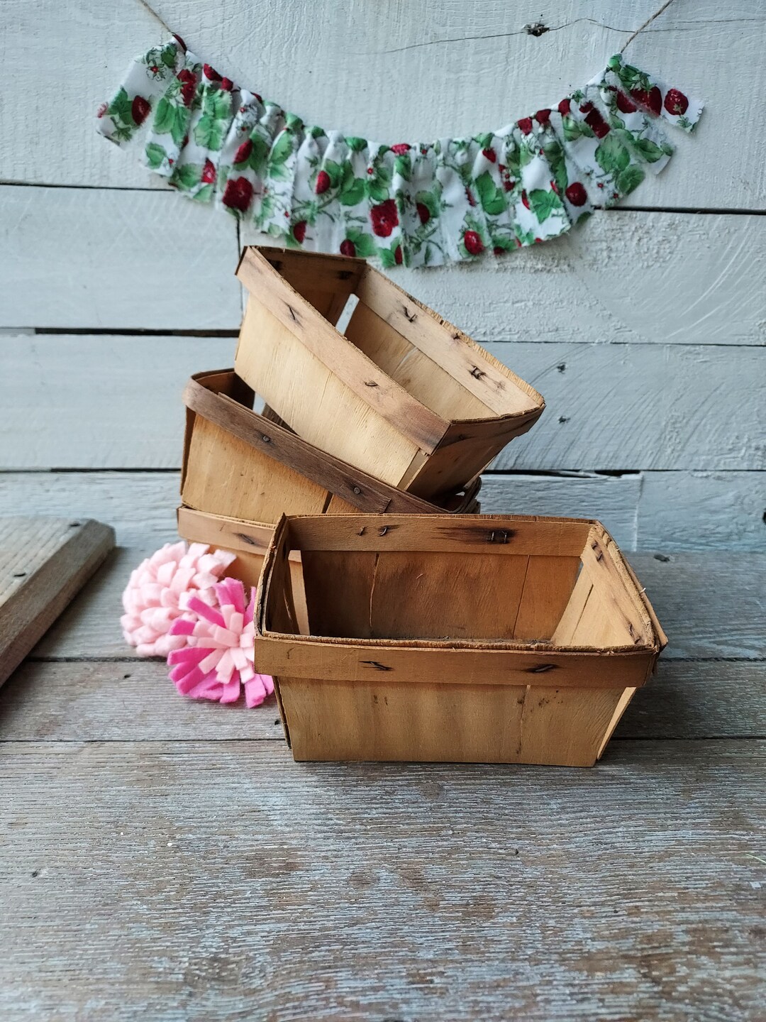Vintage Berry Baskets, Set of 5, Wood Berry Baskets, Fruit Baskets - Etsy