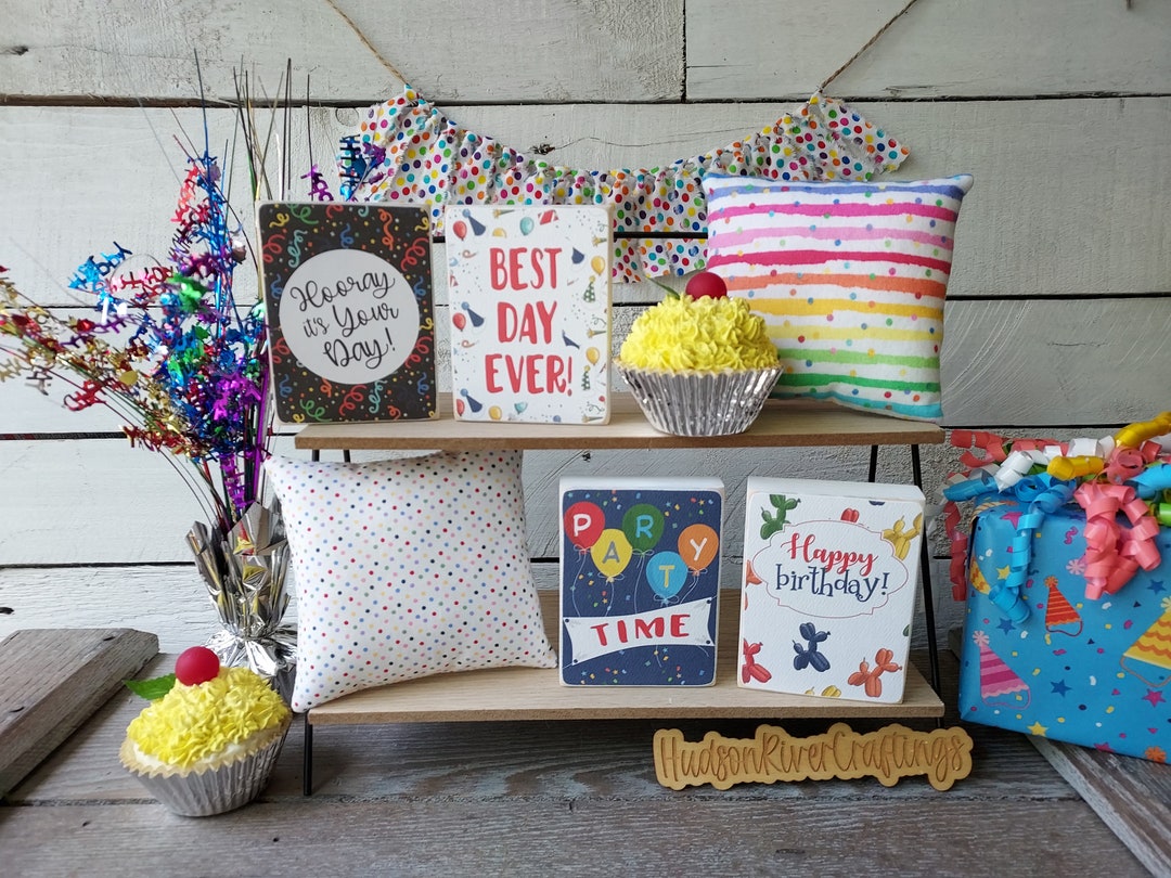 Birthday Mini Blocks, Birthday Mini Signs, Birthday Party Tiered Tray ...