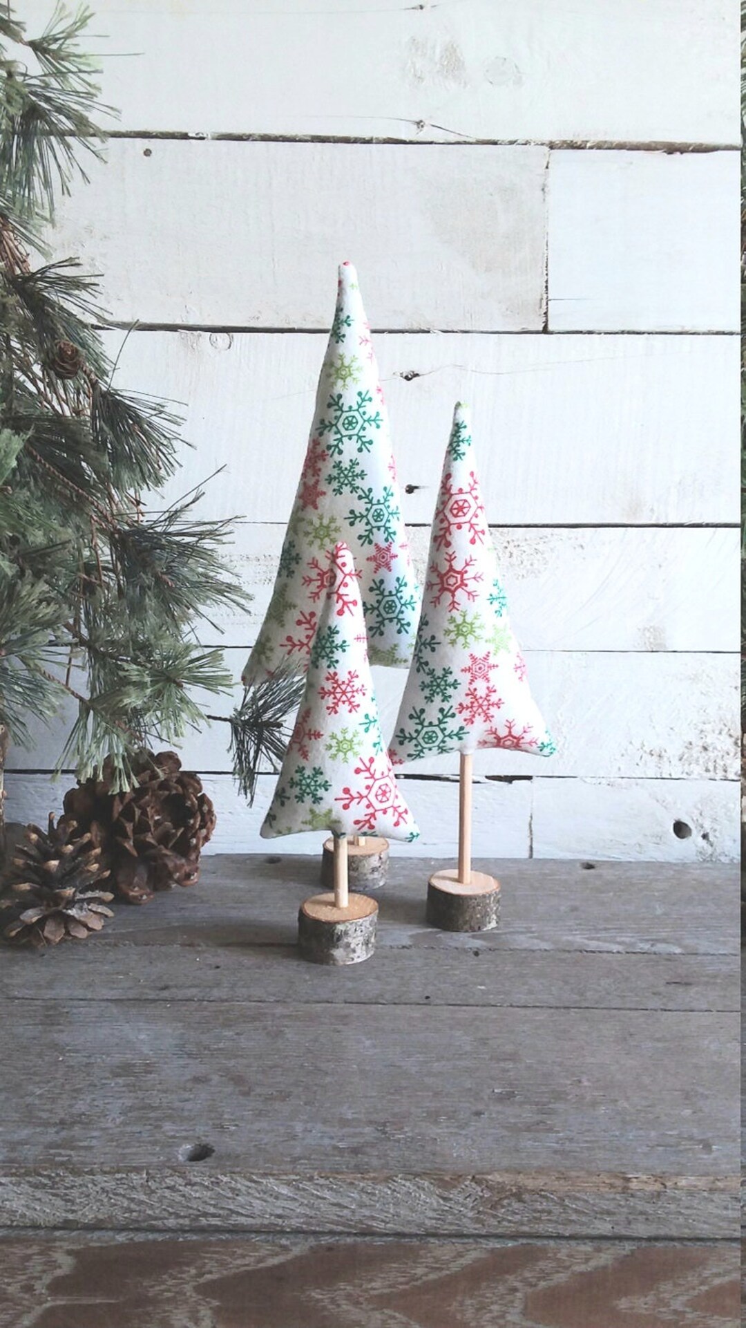 Snowflake Whimsy Trees, Set of 3 Whimsical Fabric Trees, Tiered Tray ...