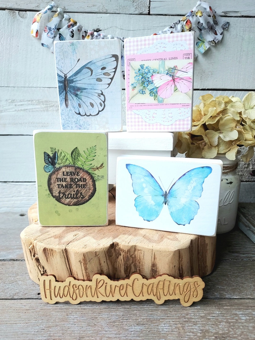 Butterfly Mini Signs, Mini Signs for Tiered Trays and Displays, Spring ...