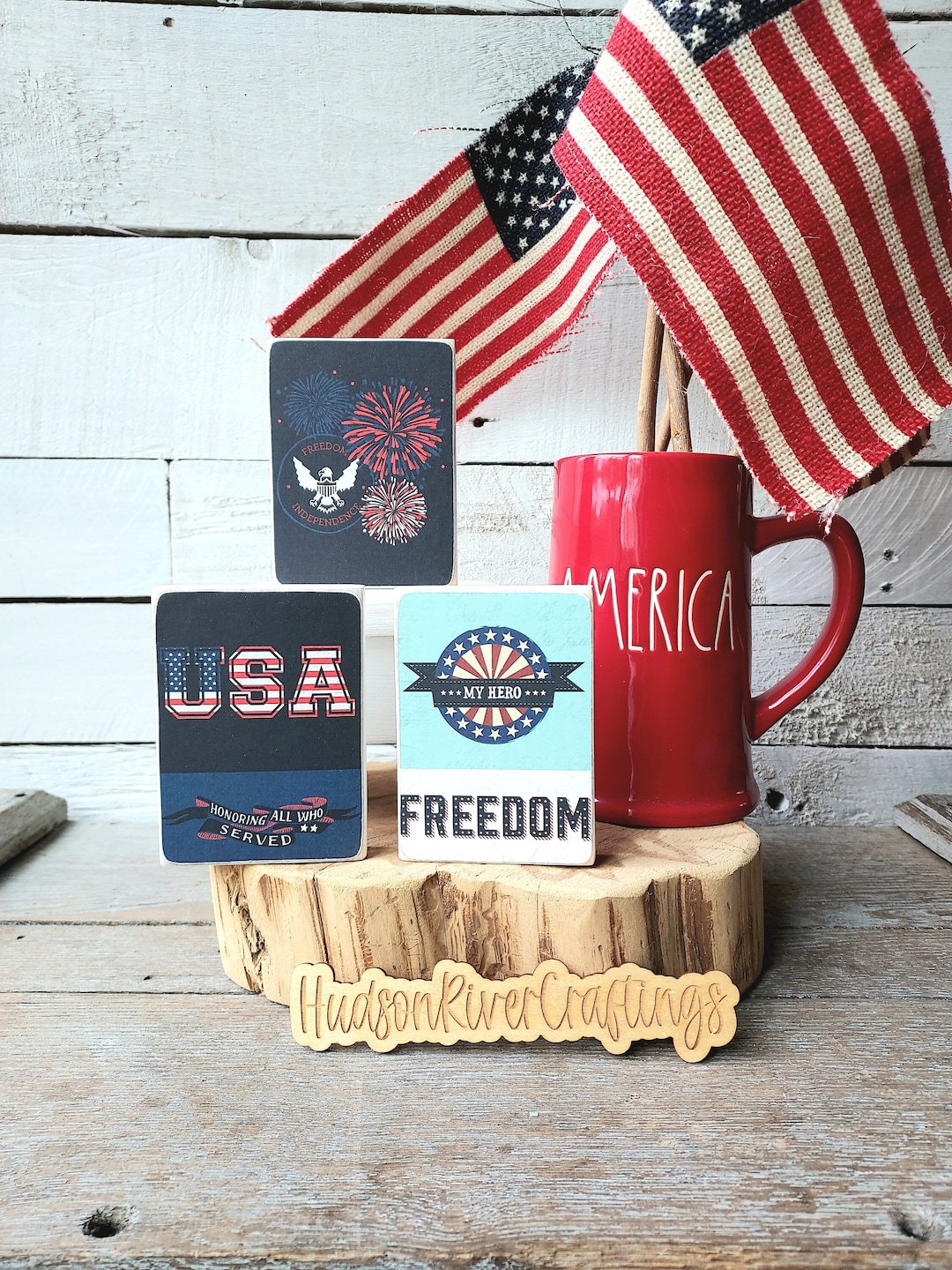 Set of 3 Patriotic Mini Signs, Patriotic Mini Signs for Tiered Trays ...