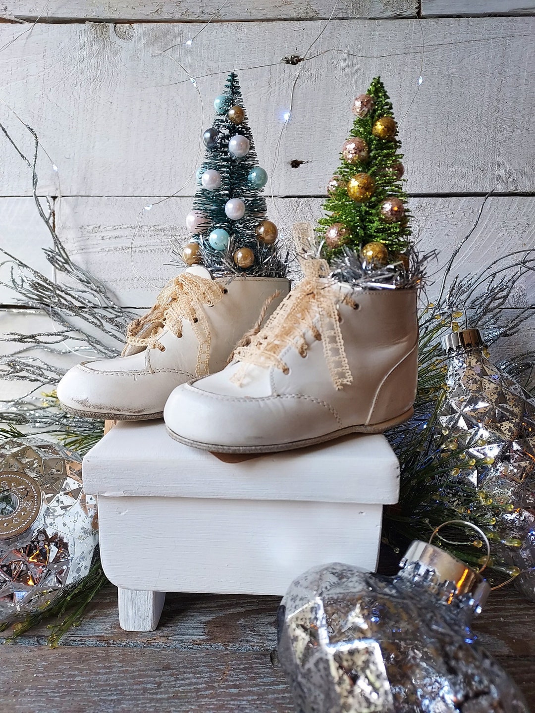 Vintage Baby Shoe Christmas Tree Decoration – Hand-decorated Bottle ...