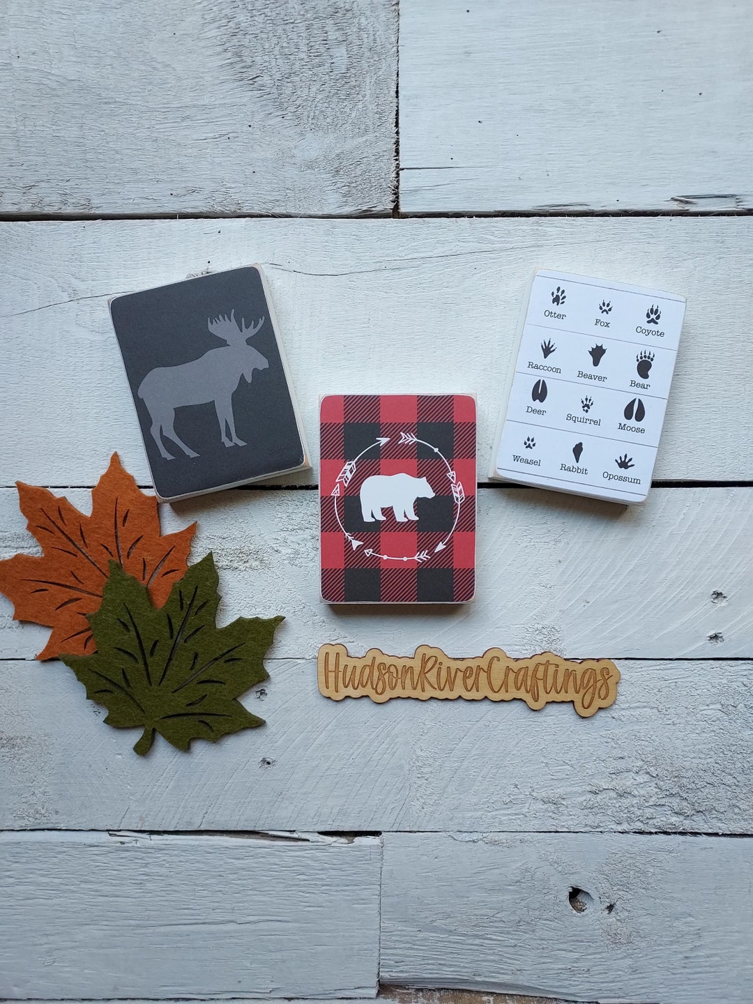 Set of 3 Rustic Mini Signs, Moose Mini Sign, Bear Mini Sign, Animal ...