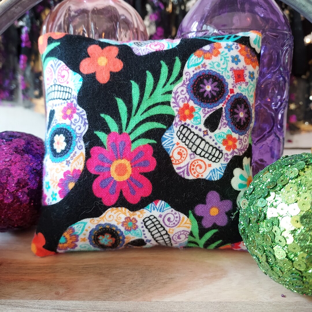 Day of the Dead Mini Pillow, Dia De Los Muertos Decor, Sugar Skulls ...