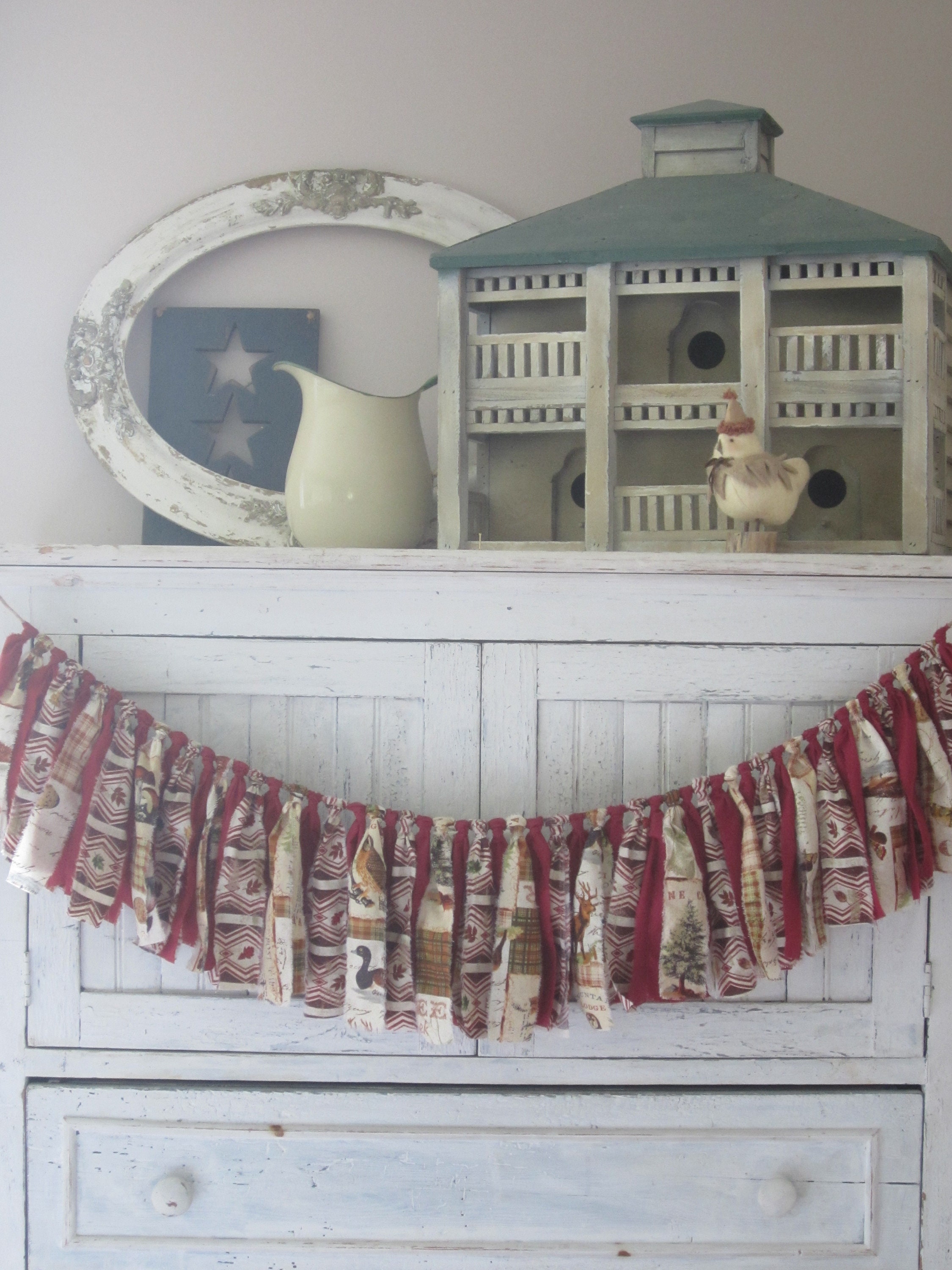 Rustic Fabric Garland Fall Garland Rag Tie Garland With - Etsy