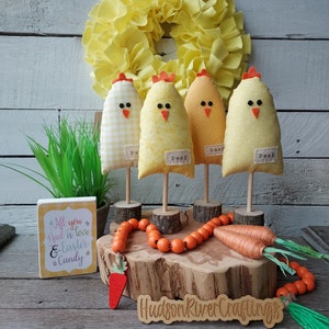 Easter Chicks, Spring Chicks, Chicks on a Stand, Stuffed Chicks, Fabric ...