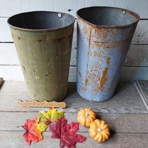 Vintage Sap Buckets, Maple Syrup Pails, Painted Sap Buckets, Primitive ...