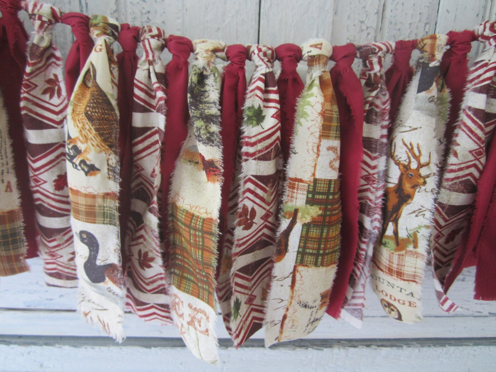 Rustic Fabric Garland Fall Garland Rag Tie Garland With - Etsy