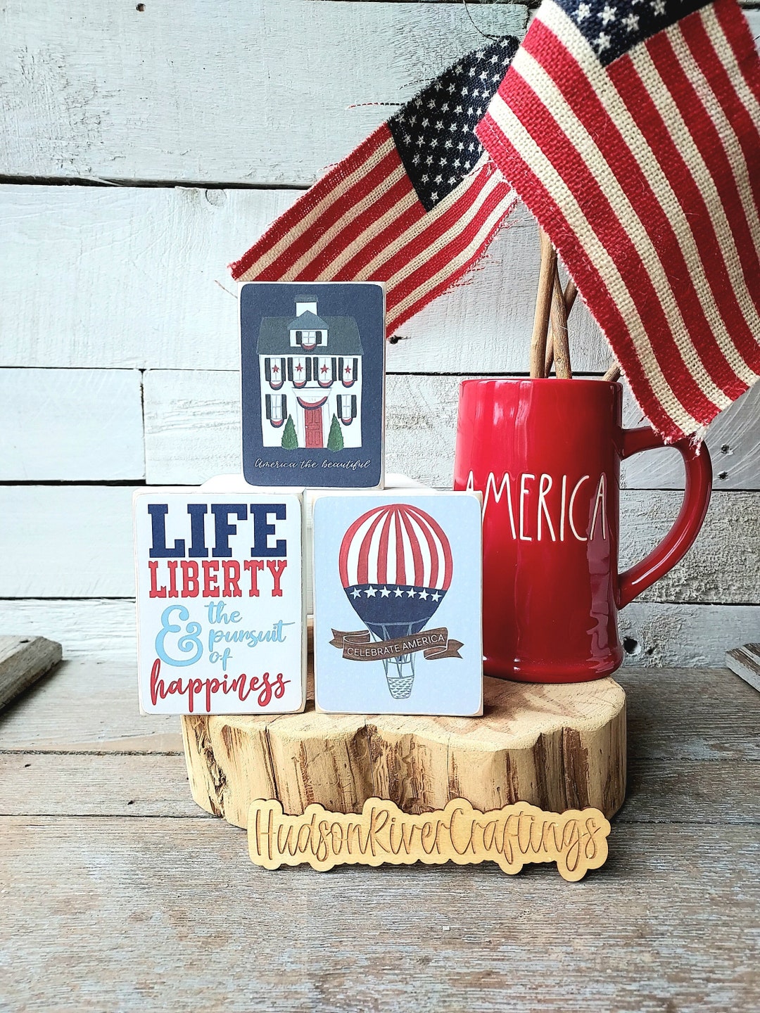 Patriotic Mini Signs: Tiered Tray Decor, Set of 3 - Etsy