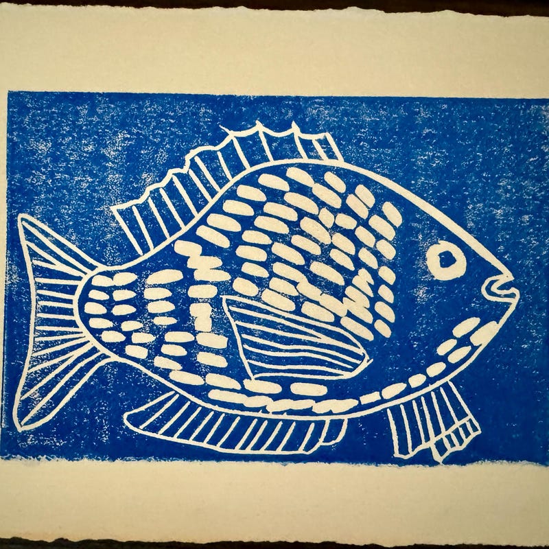 Fish Linocut - Etsy