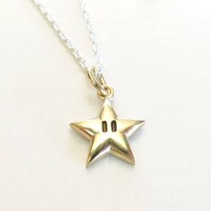 Small Sterling Silver Super Mario Bros. Super Star Pendant Necklace ...