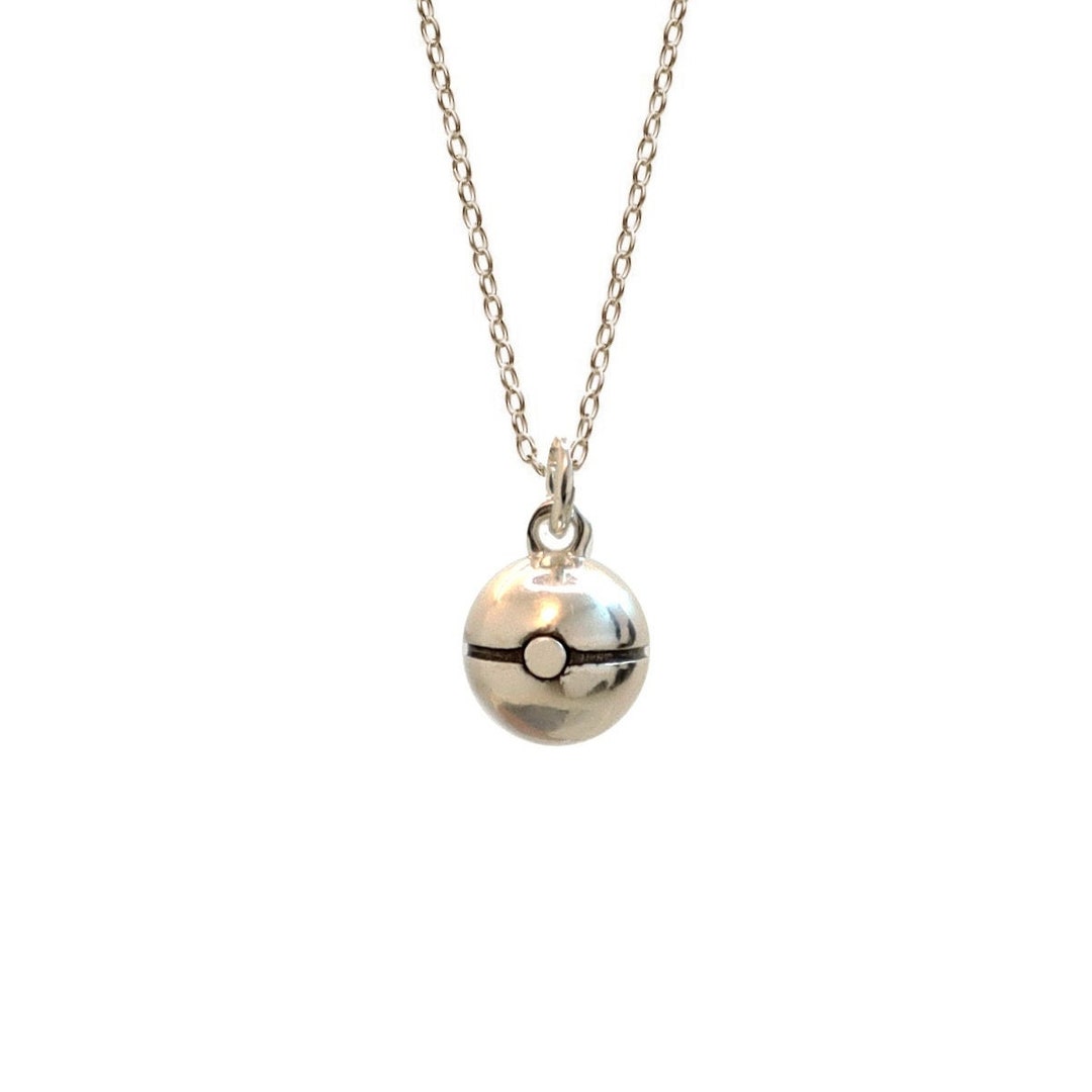 Small Sterling Silver Pokeball Pendant With Chain, Nintendo Inspired ...