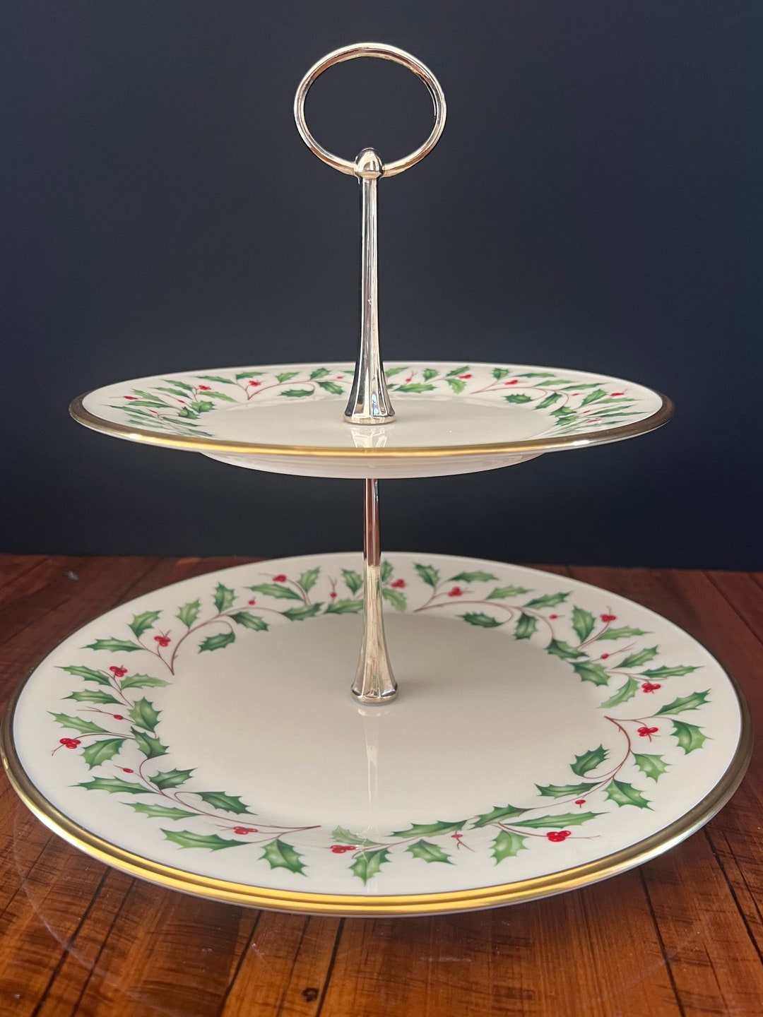 Lenox 2 Tier Holly Serving Tray Terrace Tray - Etsy