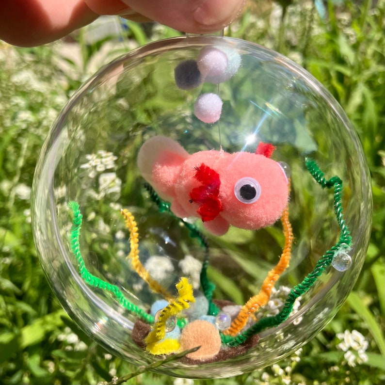 Axolotl Handmade Clorborama Clear Orb Diorama Craft Ornament One of a ...