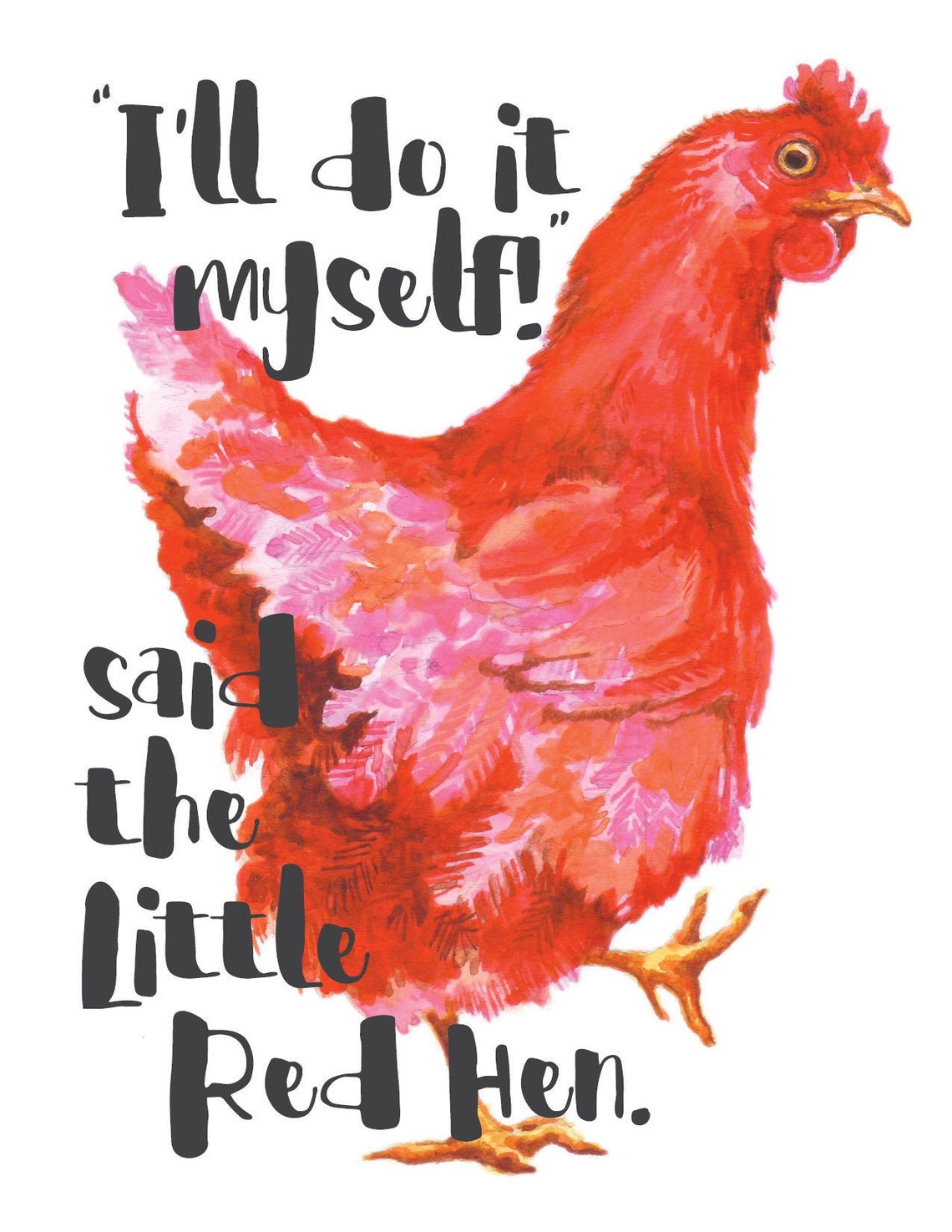 Little Red Hen Notecard - Etsy