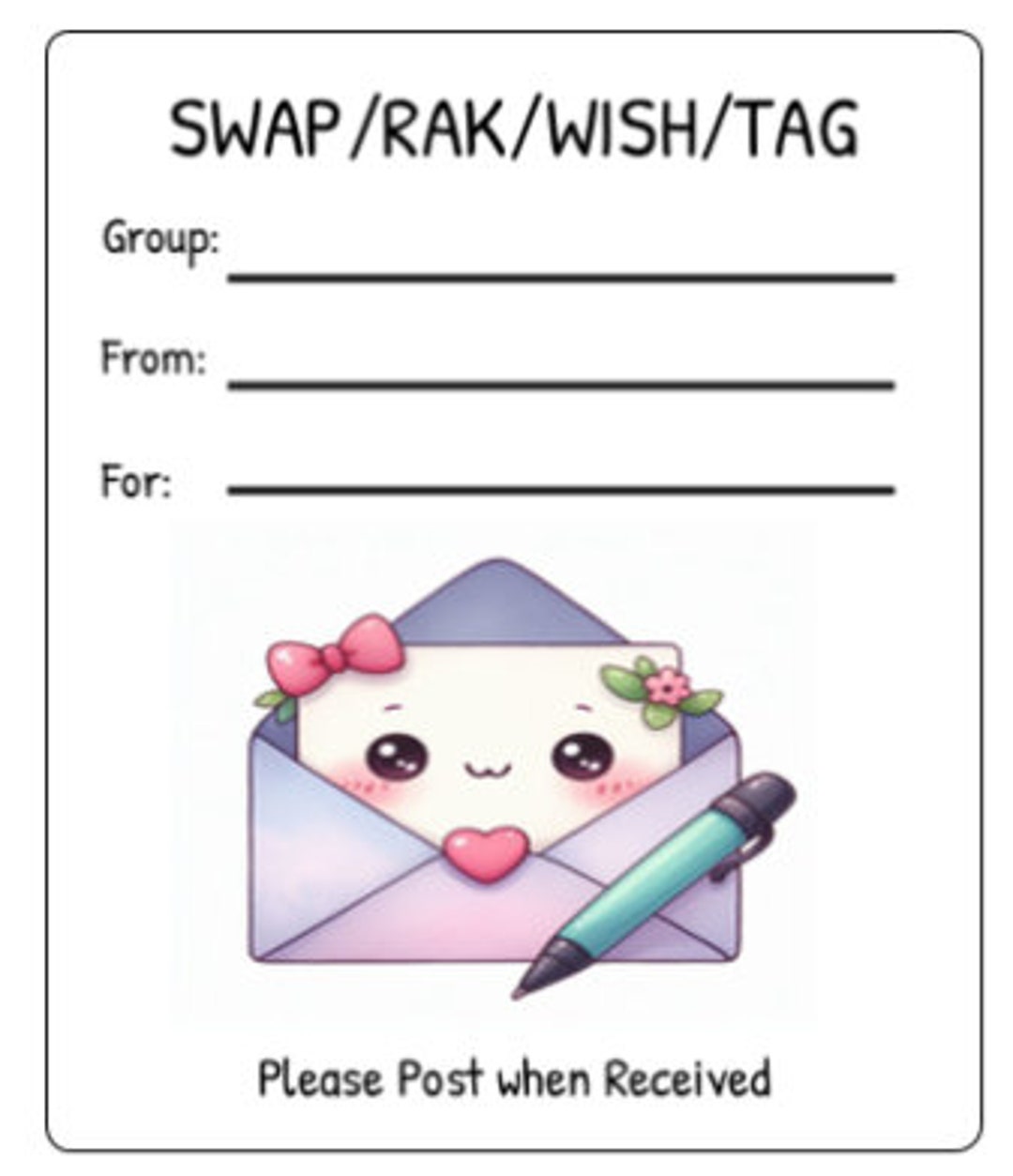 Printable INSTANT DOWNLOAD Tag Insert RAK Wish Group Label Pen Pal ...