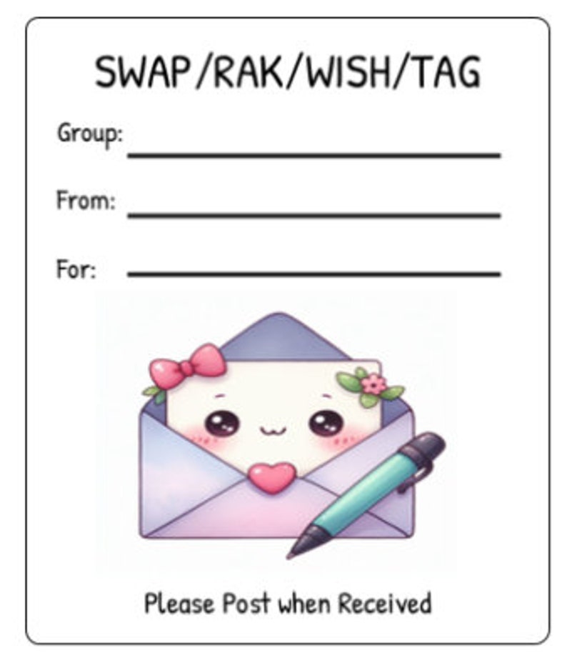 Printable INSTANT DOWNLOAD Tag Insert RAK Wish Group Label Pen Pal ...