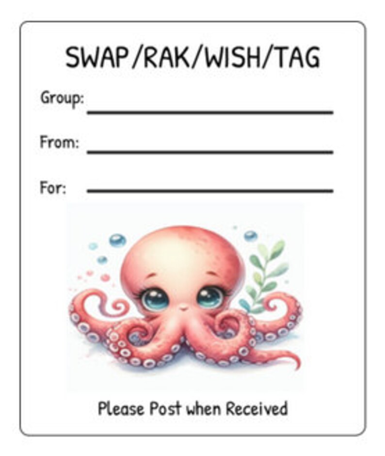 Printable INSTANT DOWNLOAD Tag Insert RAK Wish Group Label Pen Pal ...