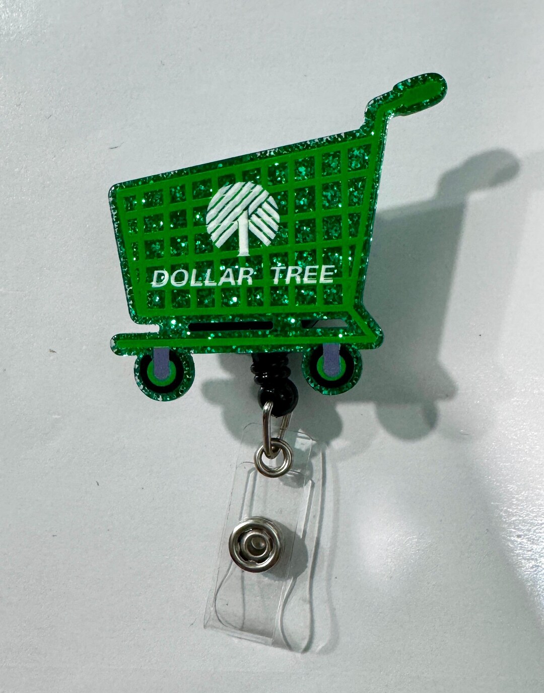Dollar Tree Shopping Cart Employee DT Glitter Badge Reel Gift - Etsy