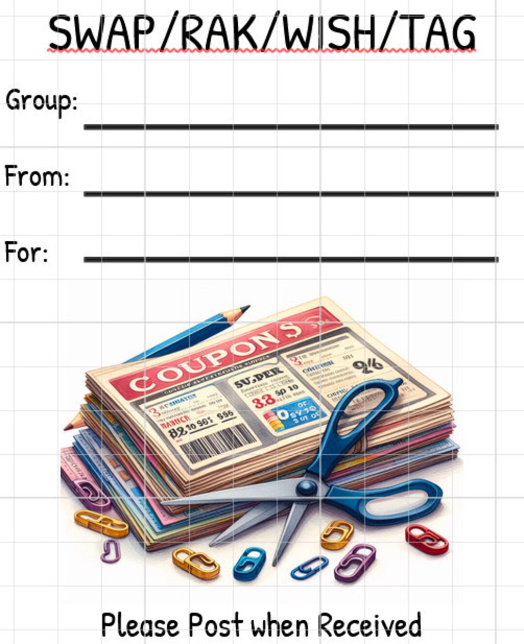 Printable INSTANT DOWNLOAD Tag Insert RAK Wish Group Label Pen Pal ...