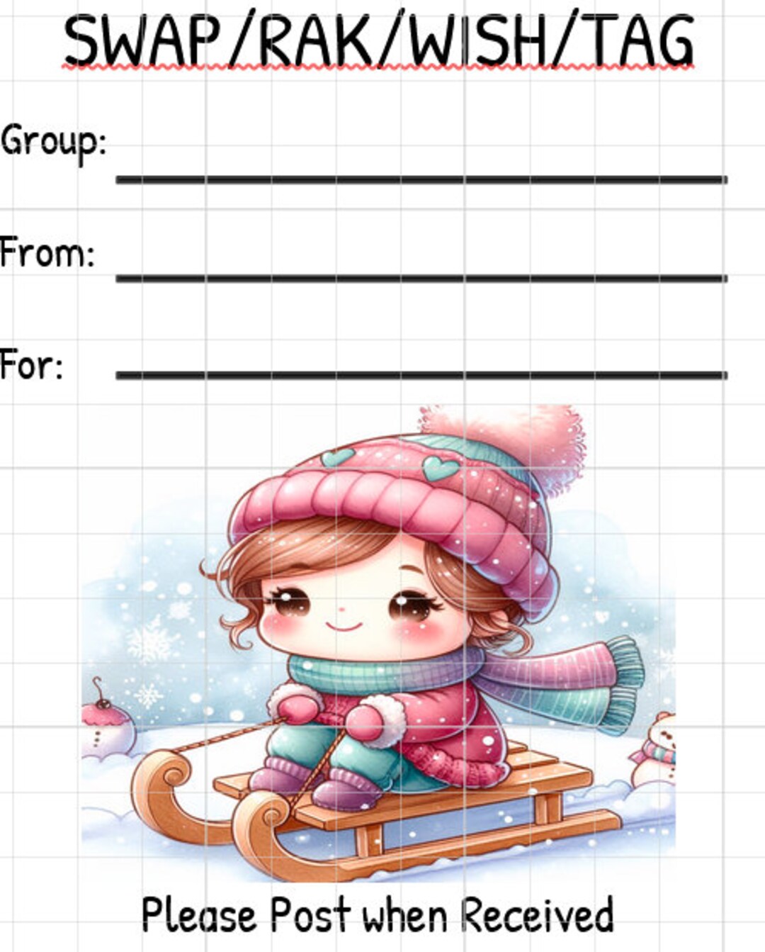 Printable INSTANT DOWNLOAD Tag Insert RAK Wish Group Label Pen Pal ...