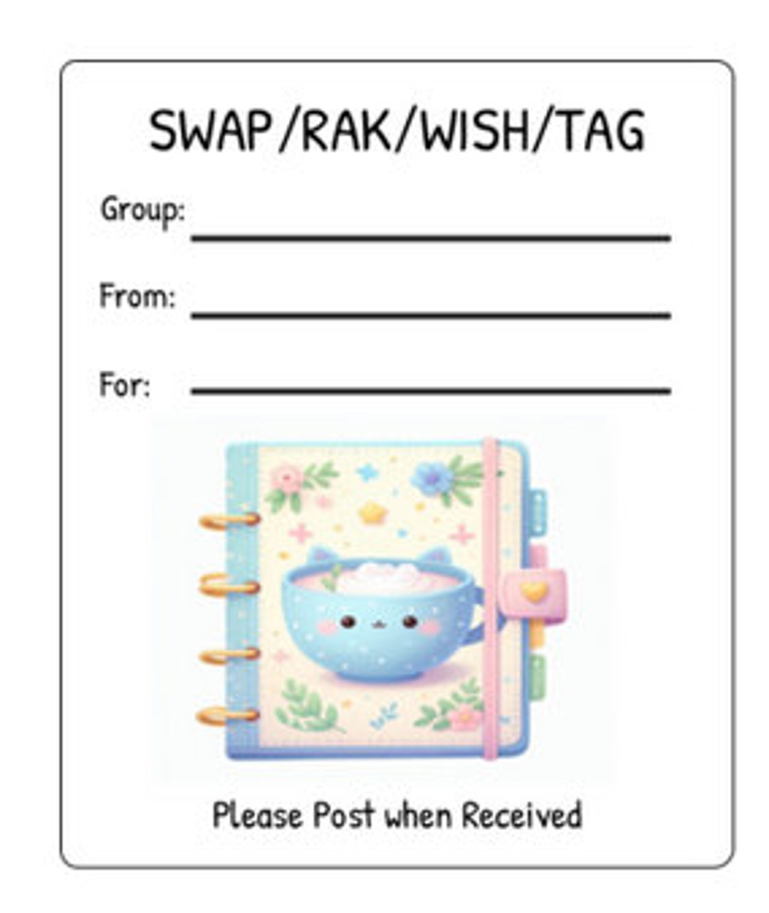 Printable INSTANT DOWNLOAD Tag Insert RAK Wish Group Label Pen Pal ...