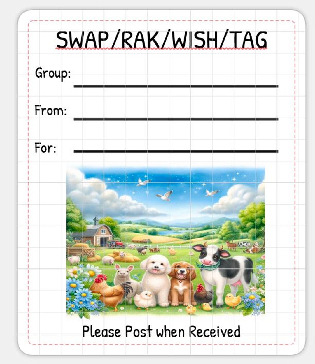 Printable INSTANT DOWNLOAD Tag Insert RAK Wish Group Label Pen Pal ...
