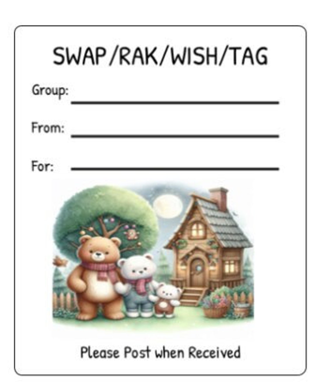 Printable INSTANT DOWNLOAD Tag Insert RAK Wish Group Label Pen Pal ...