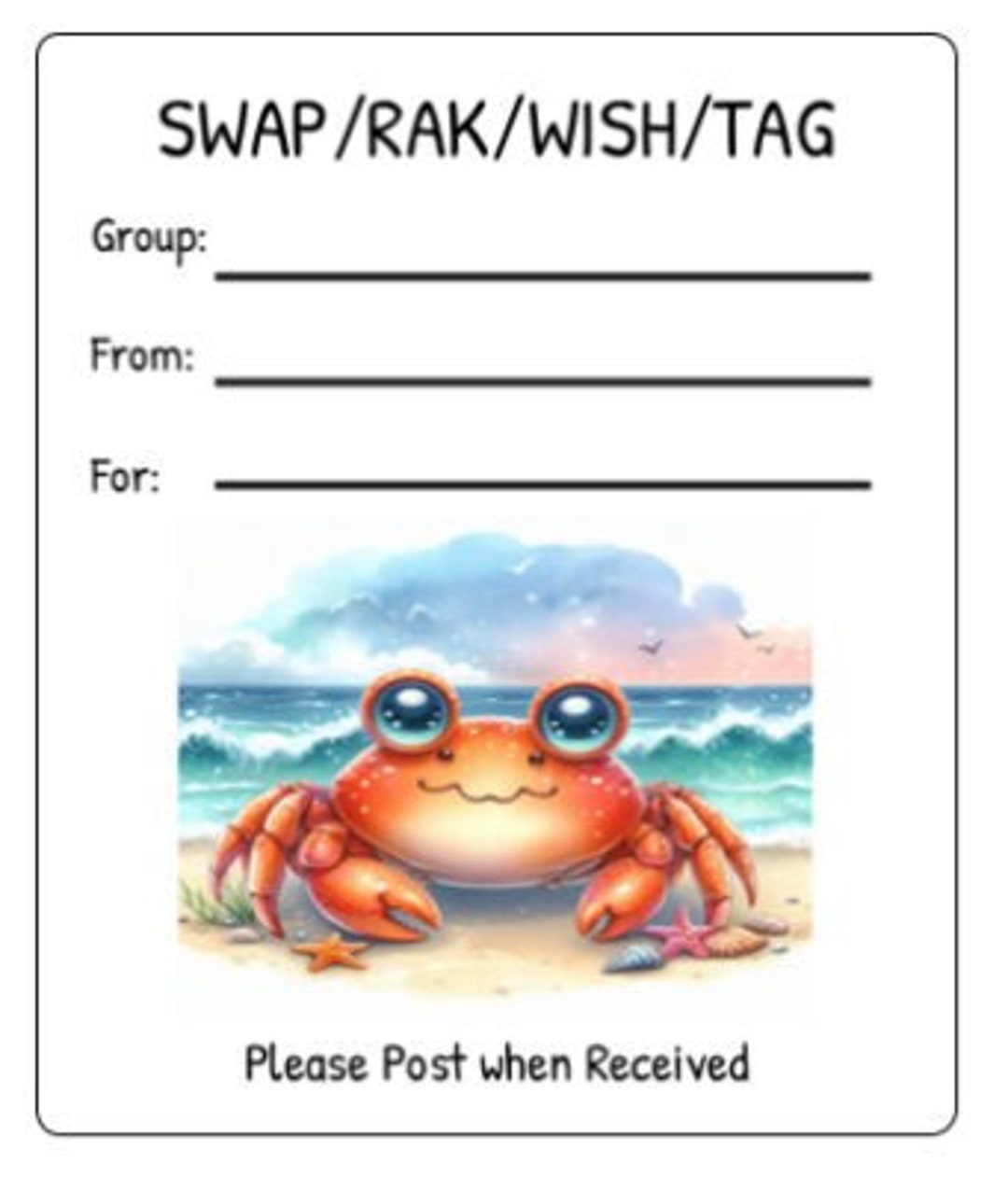 Printable INSTANT DOWNLOAD Tag Insert RAK Wish Group Label Pen Pal ...