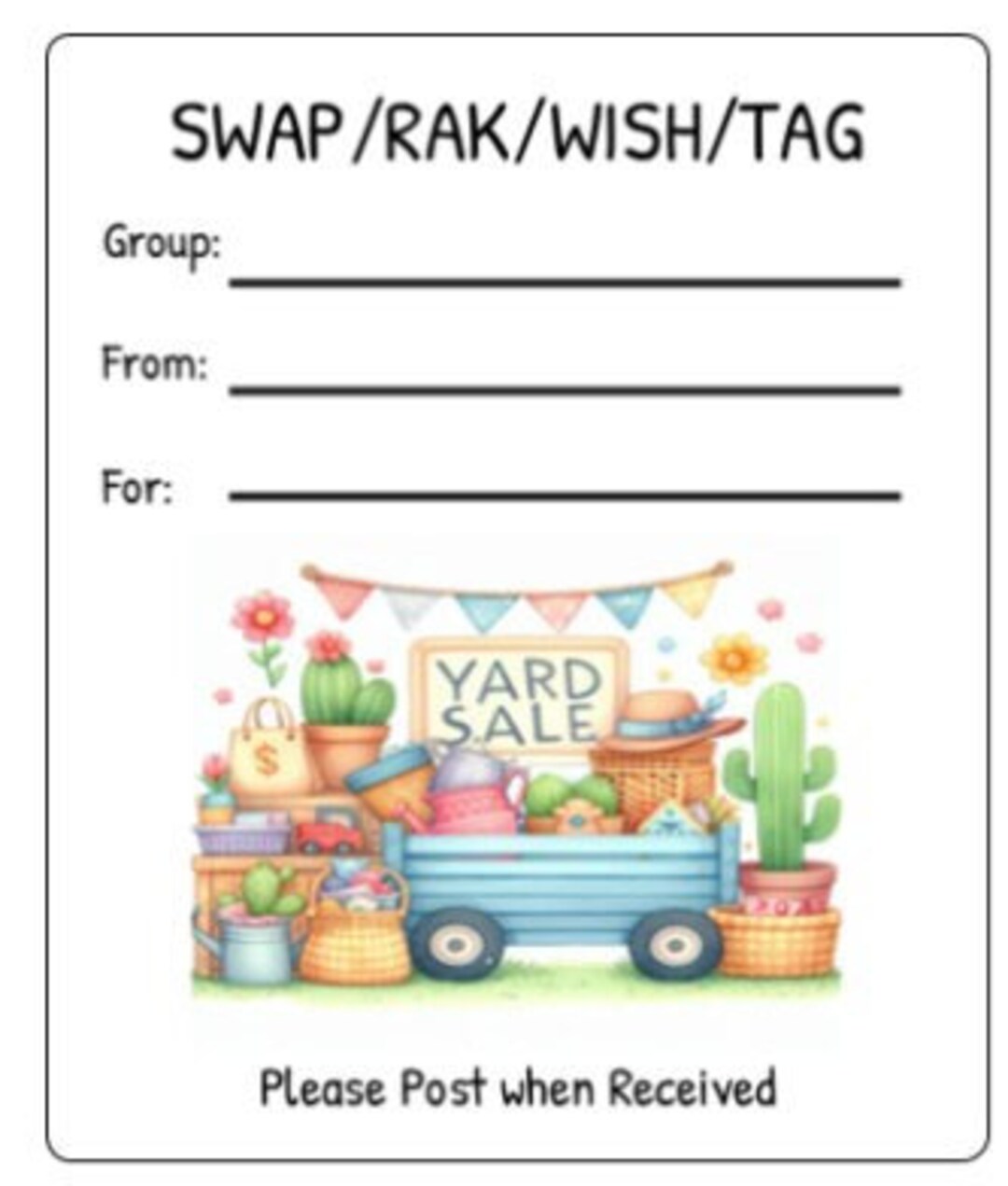 Printable INSTANT DOWNLOAD Tag Insert RAK Wish Group Label Pen Pal ...