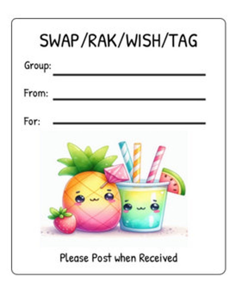 Printable INSTANT DOWNLOAD Tag Insert RAK Wish Group Label Pen Pal ...