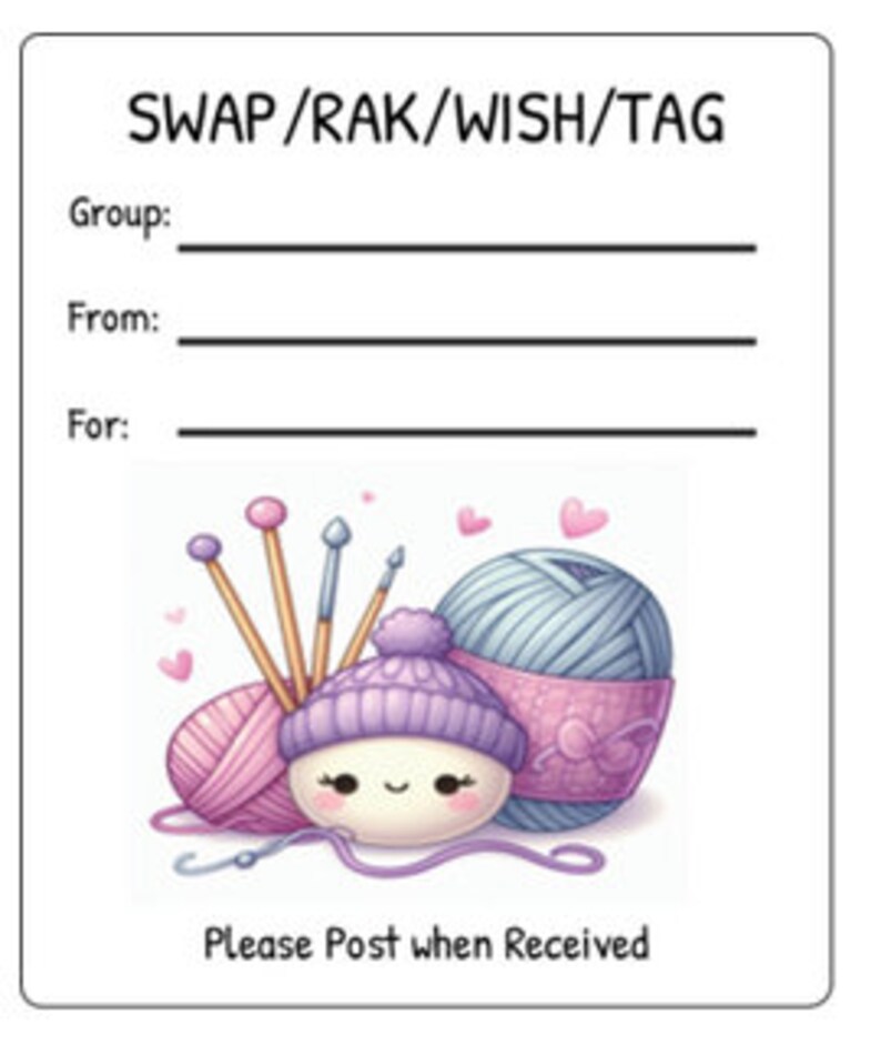 Printable INSTANT DOWNLOAD Tag Insert RAK Wish Group Label Pen Pal ...