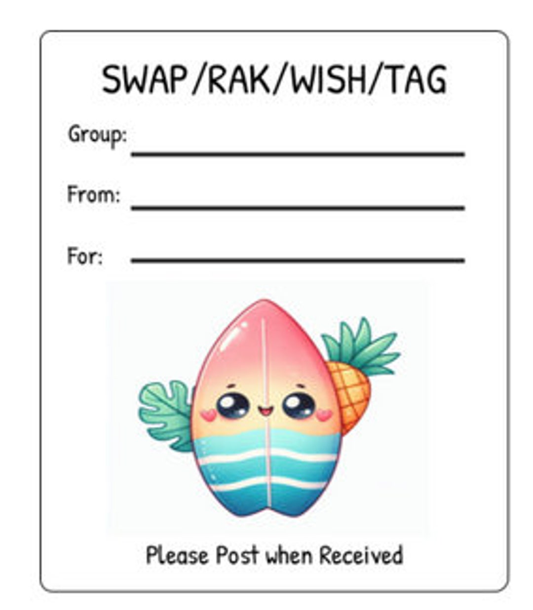 Printable INSTANT DOWNLOAD Tag Insert RAK Wish Group Label Pen Pal ...