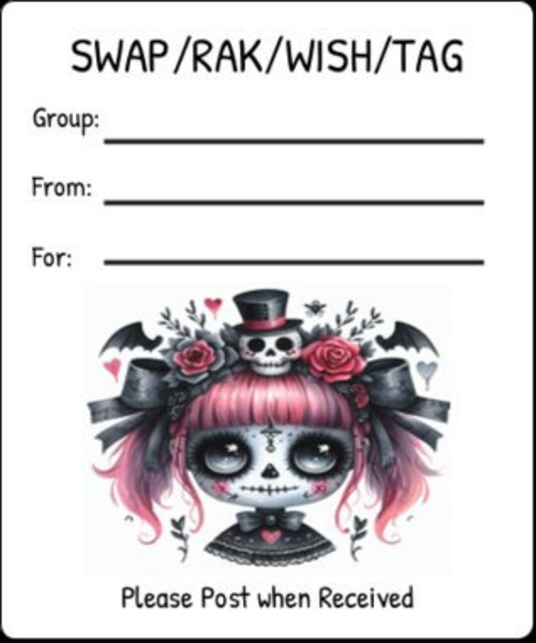 Printable INSTANT DOWNLOAD Tag Insert RAK Wish Group Label Pen Pal ...