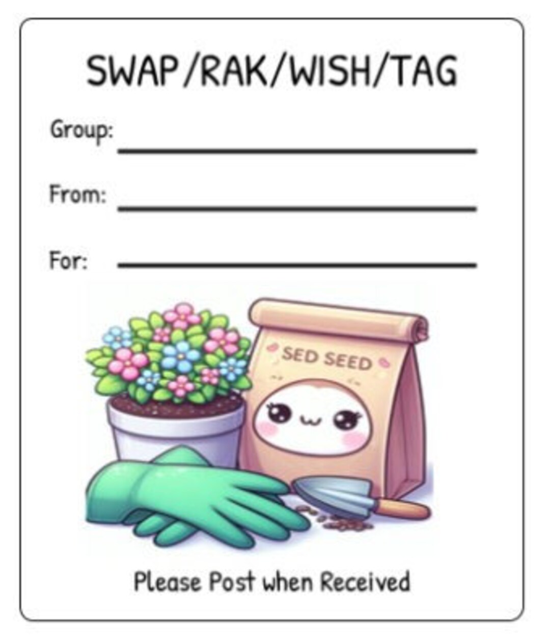Printable INSTANT DOWNLOAD Tag Insert RAK Wish Group Label Pen Pal ...