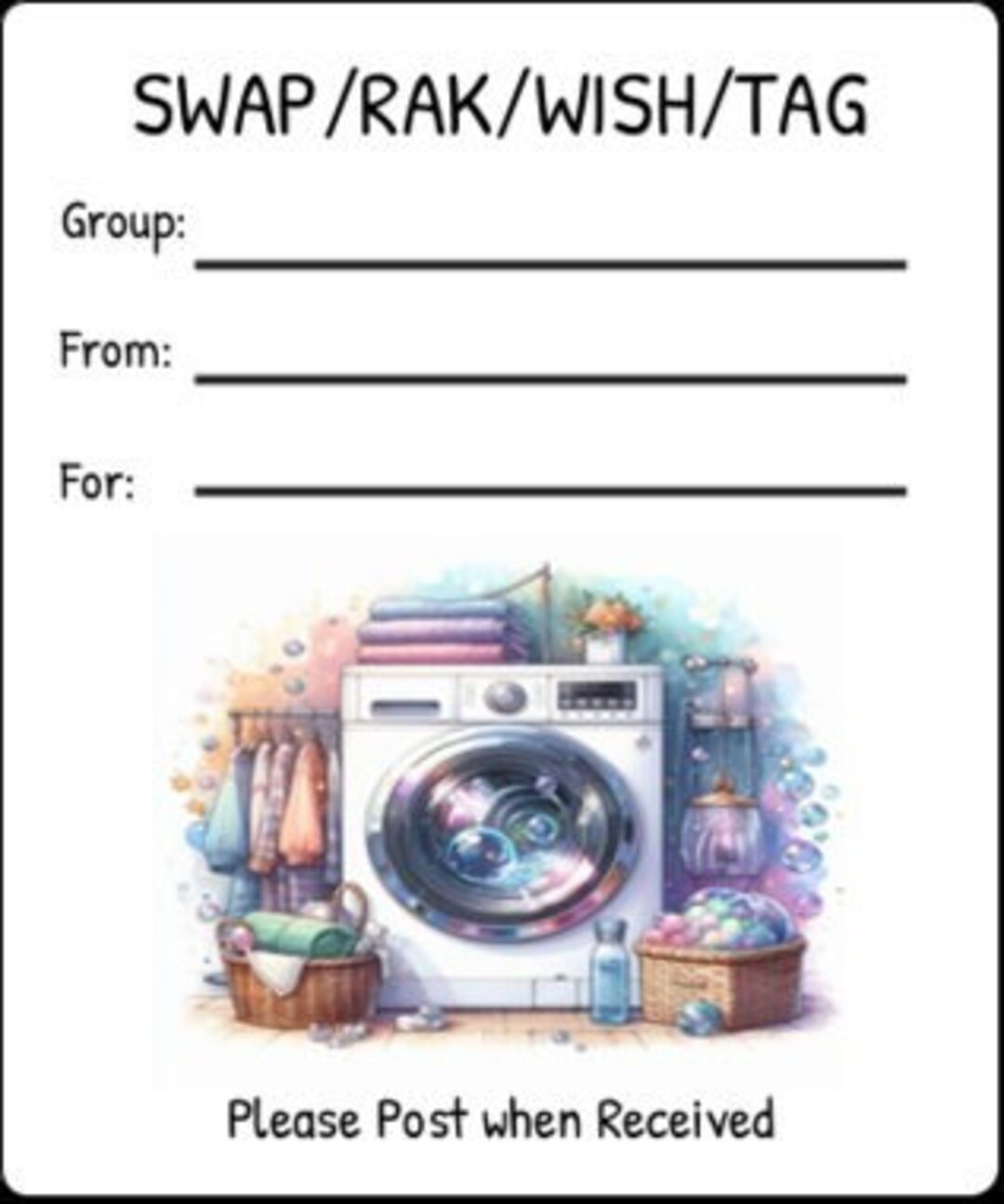 Printable INSTANT DOWNLOAD Tag Insert RAK Wish Group Label Pen Pal ...