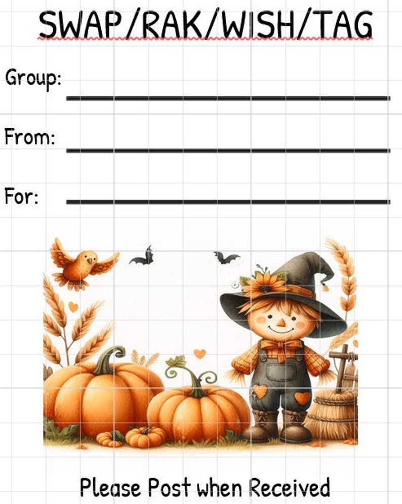 Printable INSTANT DOWNLOAD Tag Insert RAK Wish Group Label Pen Pal Supplies Happy Mail ...