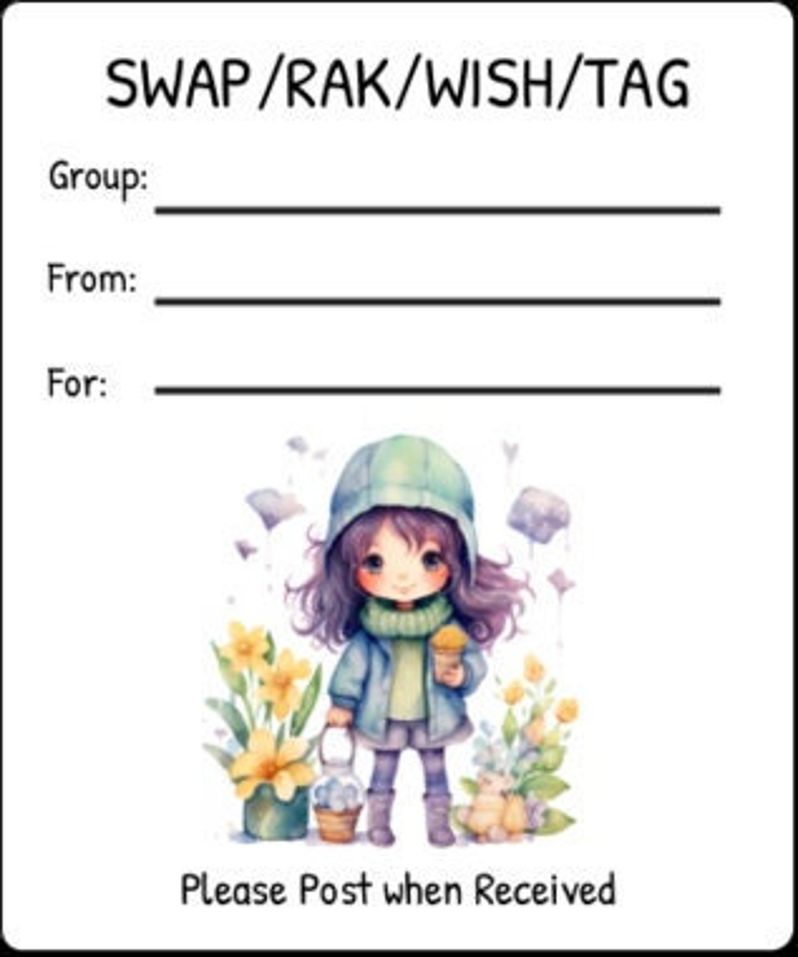 Printable INSTANT DOWNLOAD Tag Insert RAK Wish Group Label - Pen Pal ...