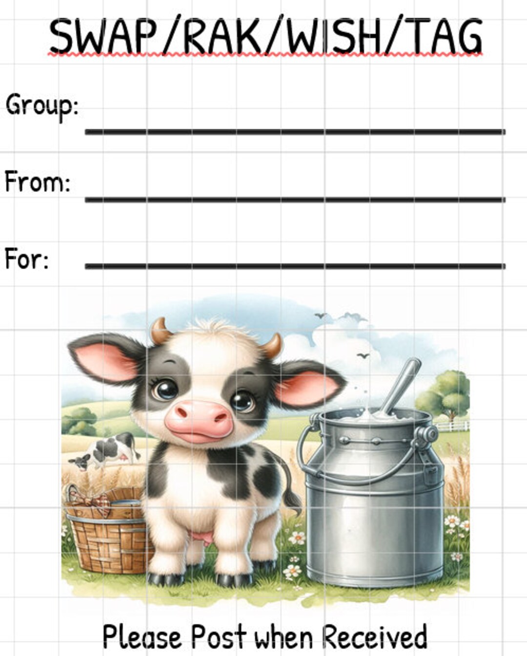 Printable INSTANT DOWNLOAD Tag Insert RAK Wish Group Label Pen Pal ...