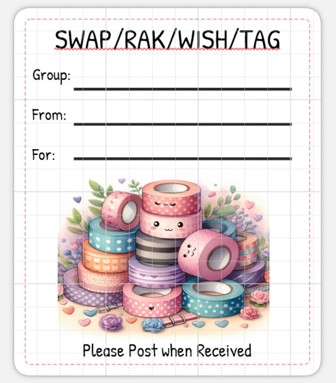 Printable INSTANT DOWNLOAD Tag Insert RAK Wish Group Label Pen Pal ...