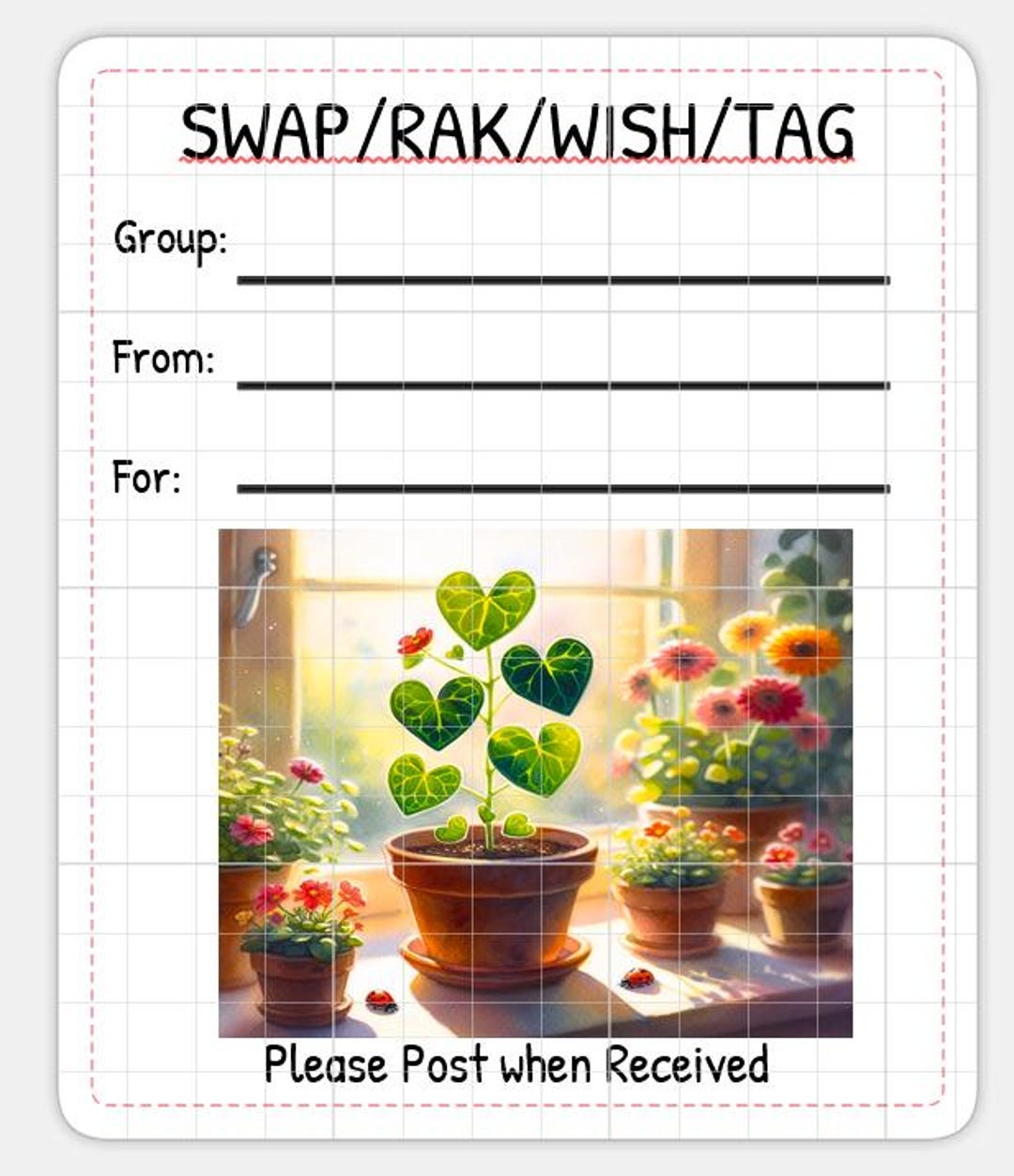 Printable INSTANT DOWNLOAD Tag Insert RAK Wish Group Label Pen Pal ...