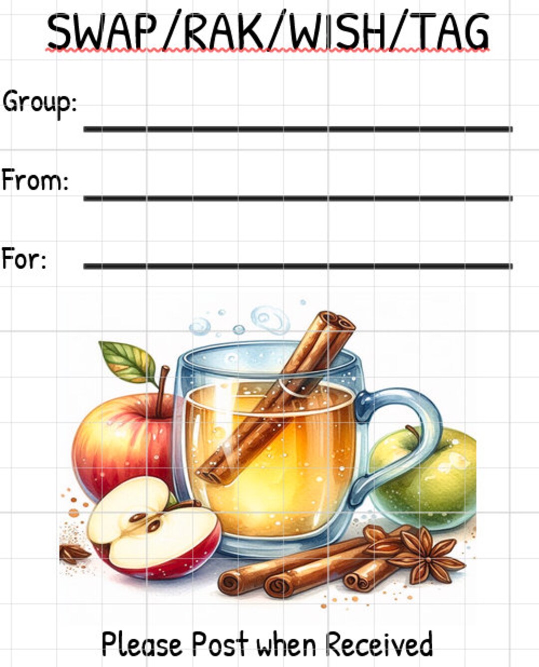 Printable INSTANT DOWNLOAD Tag Insert RAK Wish Group Label Pen Pal ...