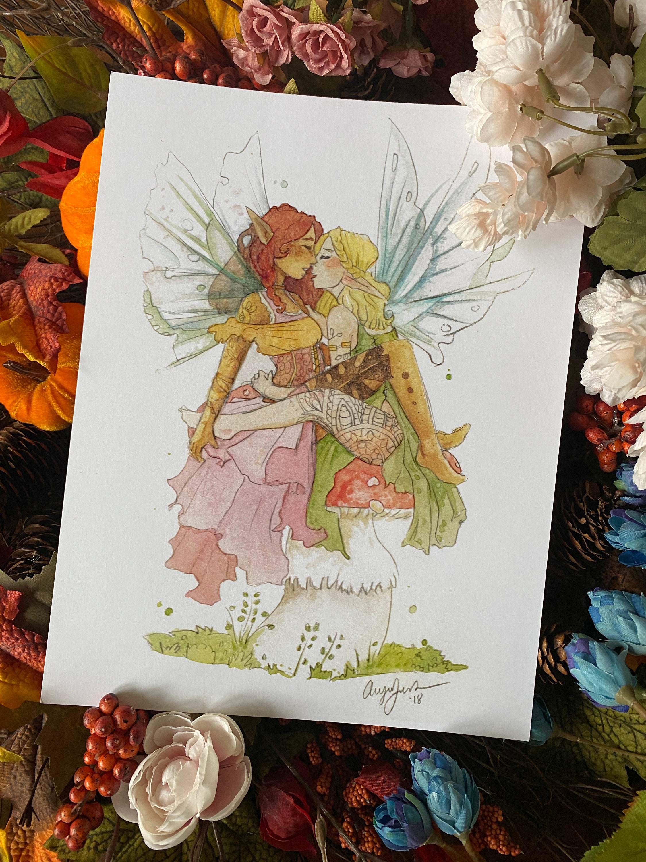 Faerie Kiss original fantasy artwork print | Etsy