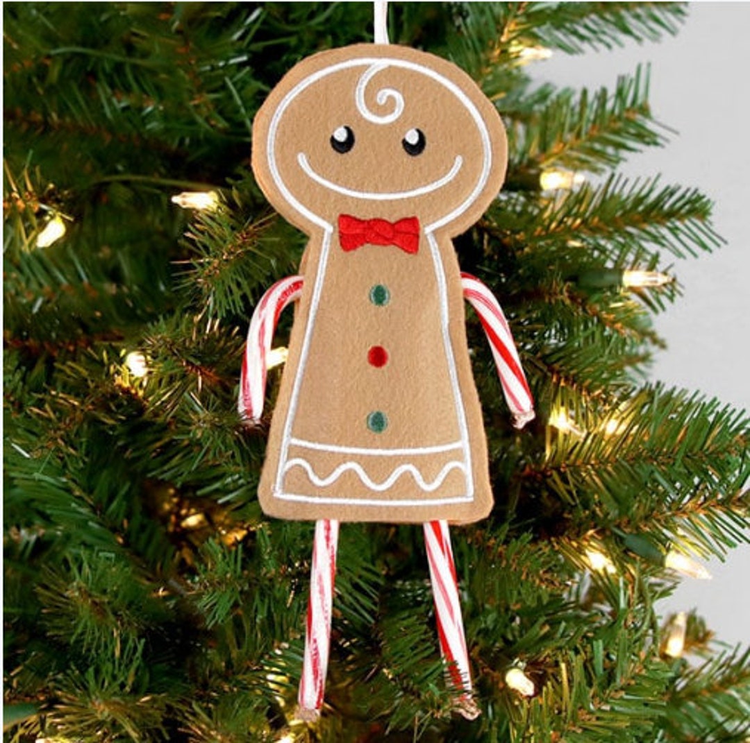 Felt Gingerbread Man or Woman Double Candy Cane Holder, Ornament - Etsy