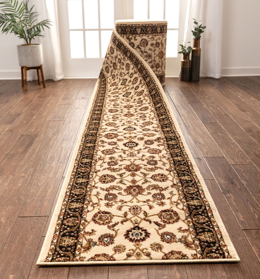 Sarouk Custom Size Runner Traditional Ivory 27 Inch Wide X Choose Your ...