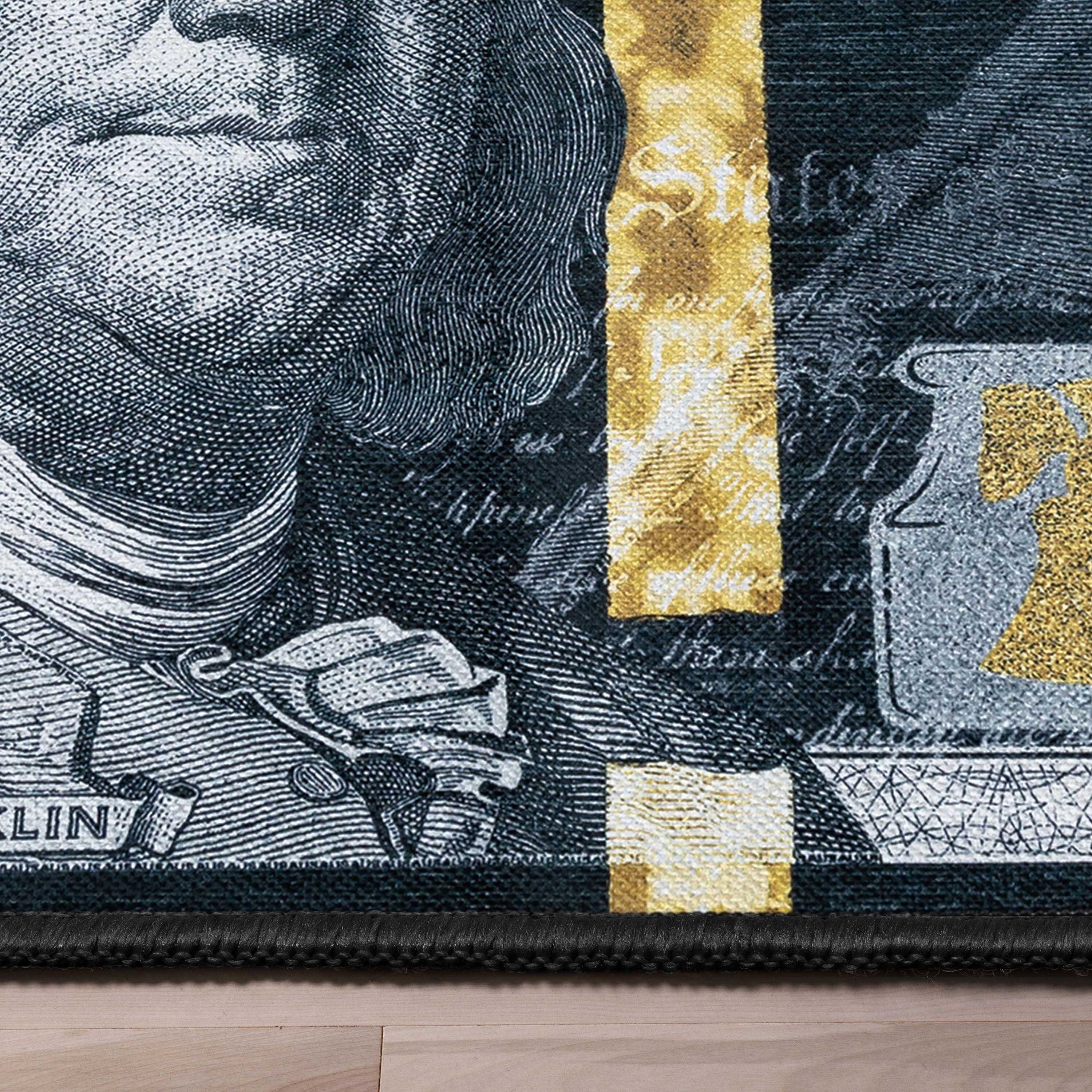 New Hundred Dollar Bill Black Black Novelty Runner Flat-weave Rug - Etsy