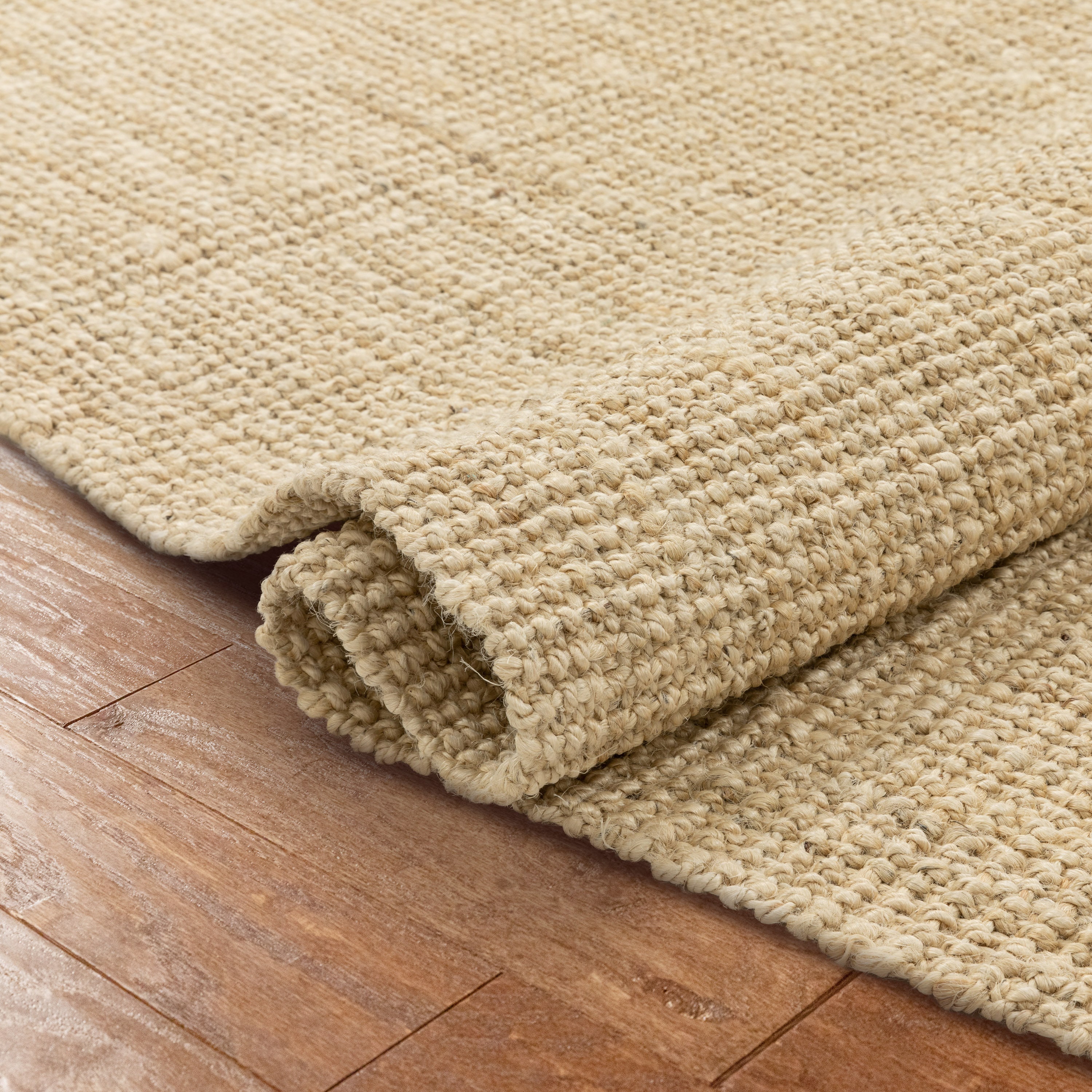 Boucle Hand-woven Jute Rug Farmhouse Solid Pattern Off-white Chunky ...